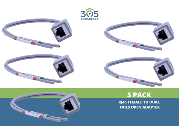 305Broadcast Package of 5 x 305ADAPT-TAIL - RJ45 female to dual tails ...